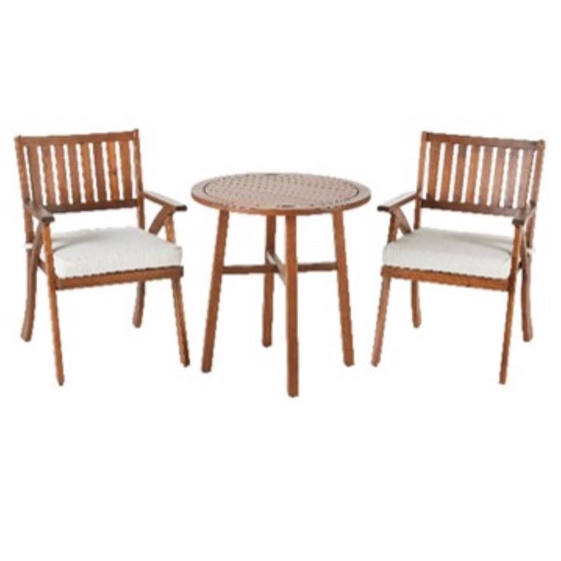 Living Accents 3 pc Brown Wood Bistro Set White — LIfe and Home