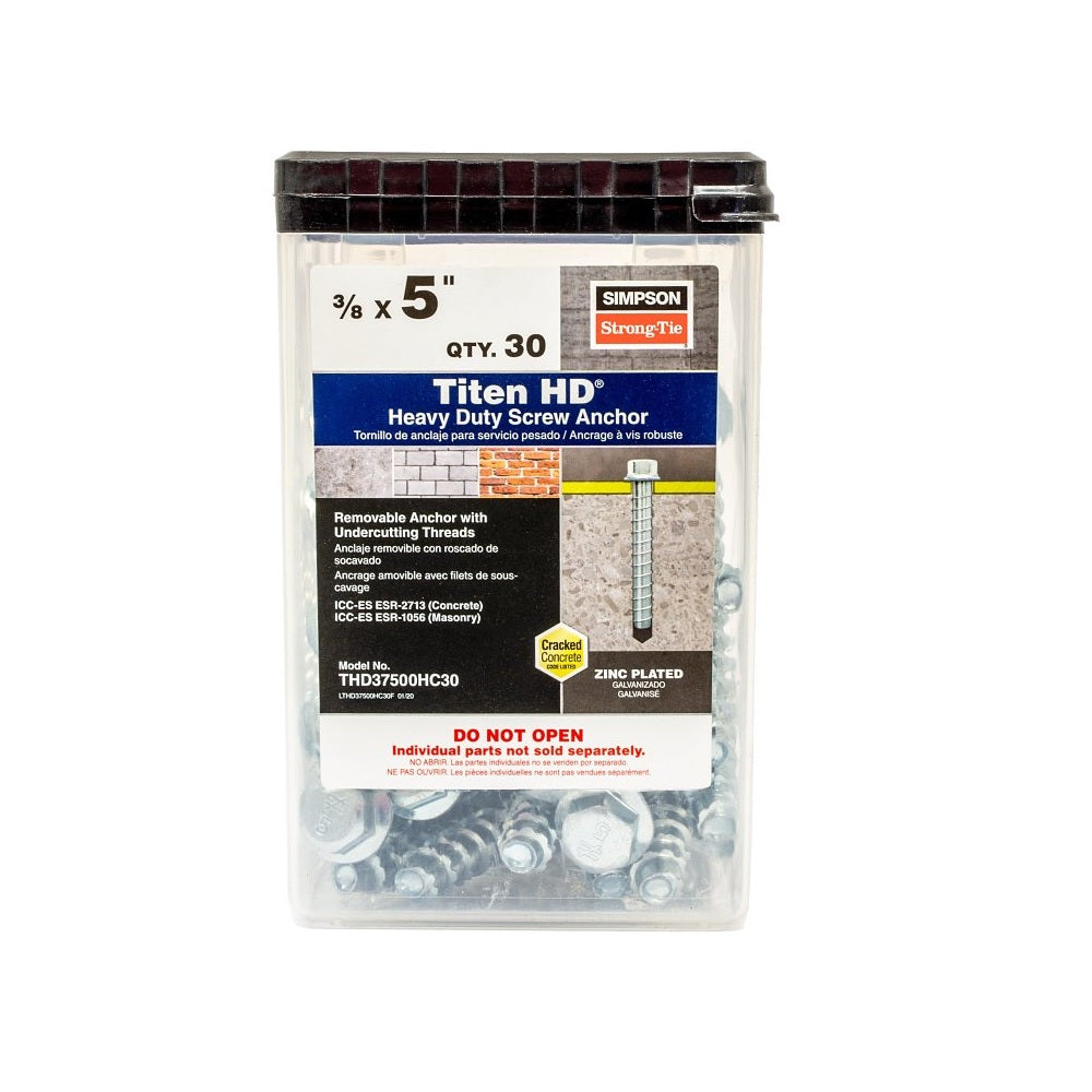 Simpson Strong-Tie THD37500HC30 Titen HD Heavy-Duty Screw Anchor, 5 In ...