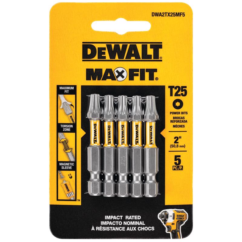 DeWalt DWA2TX25MF5 Max Fit Torx Screwdriver Bit Set, #25 x 2 Inch ...