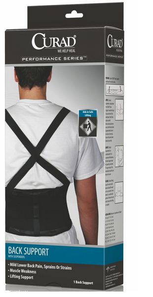 Curad Back Support With Suspenders, Black, Large — LIfe and Home
