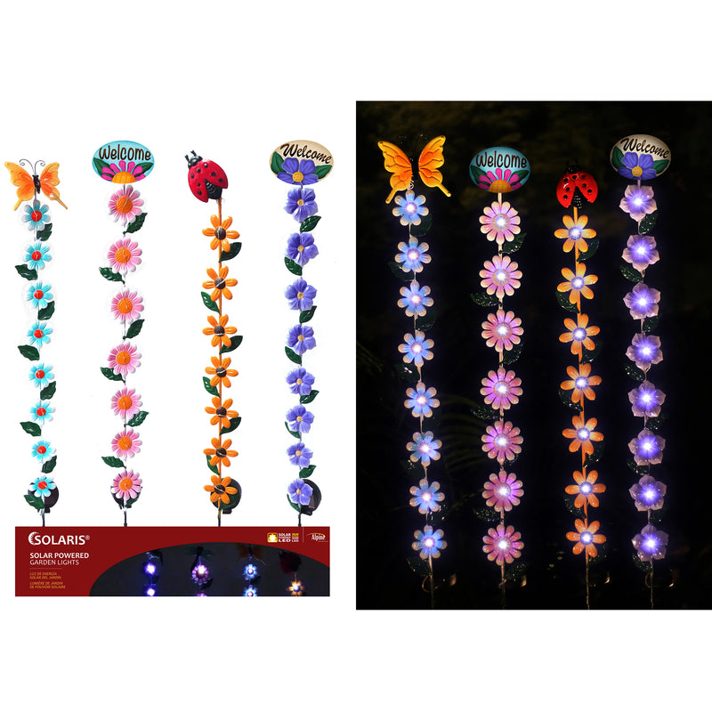 Flower Welcome Solar Garden Stake, Metal, Assorted Color, shop garden ...