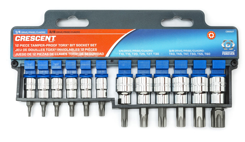 Crescent CBSS2T SAE Tamper Proof Torx Bit Socket Set, Alloy Steel, 1/4 ...