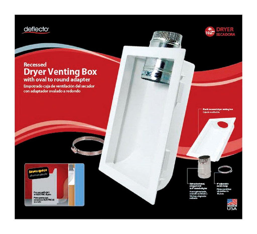 Deflect-O DVBOXKIT Dryer Venting Box, Silver/White, 4" Dia — LIfe and Home