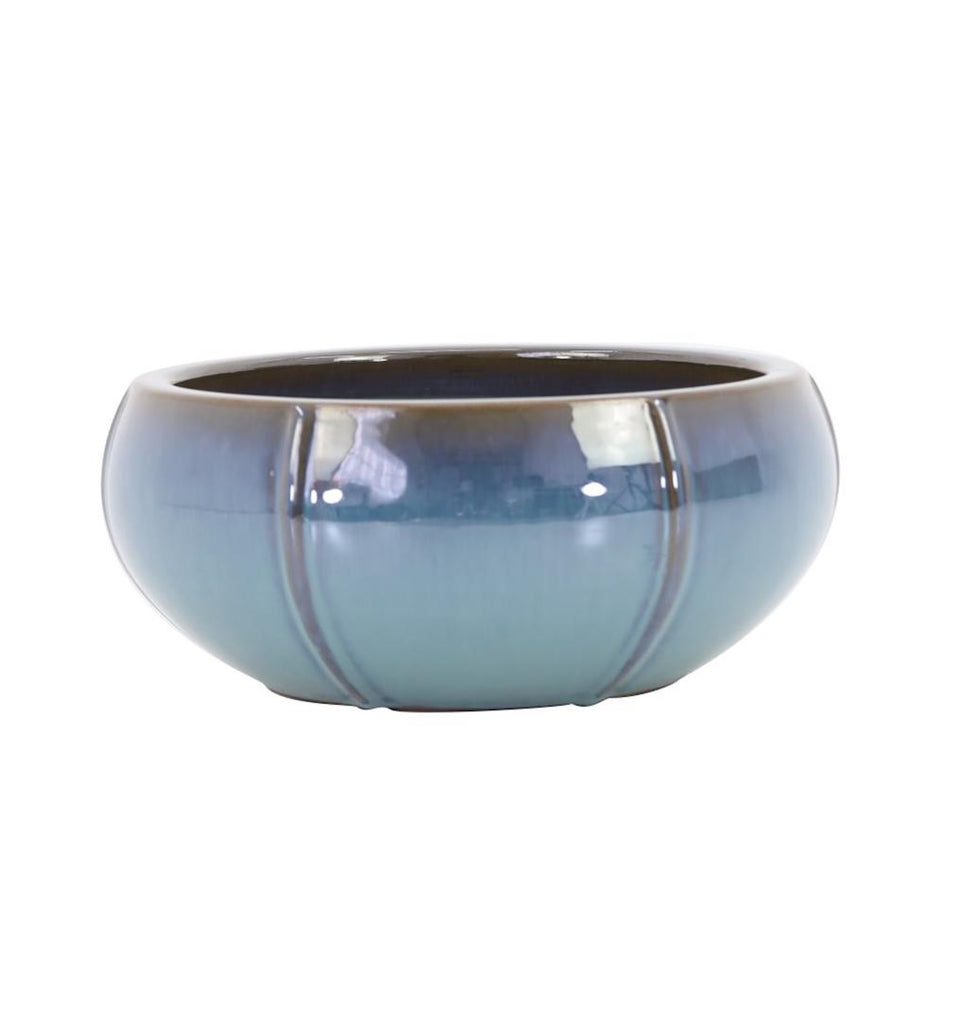 Deroma 32666JB Fiona Low Planter, Ceramic, Light Blue — LIfe and Home
