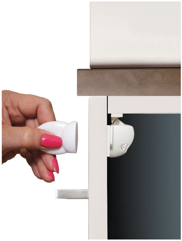 Adhesive Magnetic Cabinet Locks, White, low price, best home hardware ...