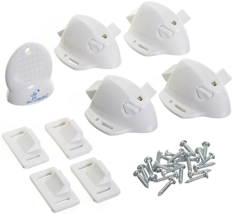 Adhesive Magnetic Cabinet Locks, White, low price, best home hardware ...