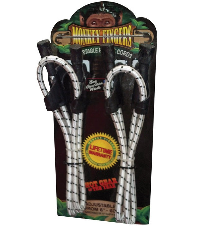 Dura Plastic BNG-39-2 Monkey Fingers Adjustable Bungee Cords, White ...