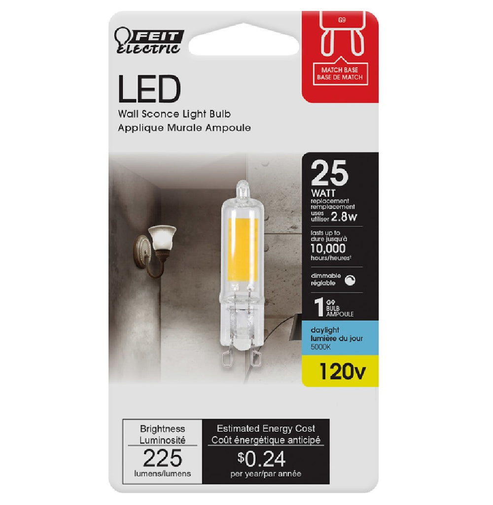 Feit Electric BP25G9/850/LED Dimmable G9 LED Bulb, Daylight, 2.8 W ...