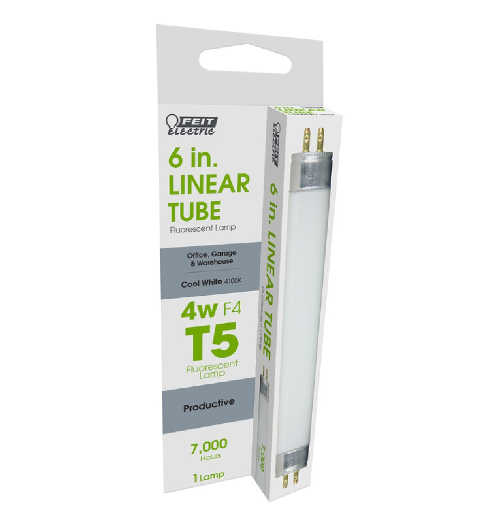 Feit Electric F4T5/CW Fluorescent Linear Bulb, Cool White, 6" L, 4 W ...