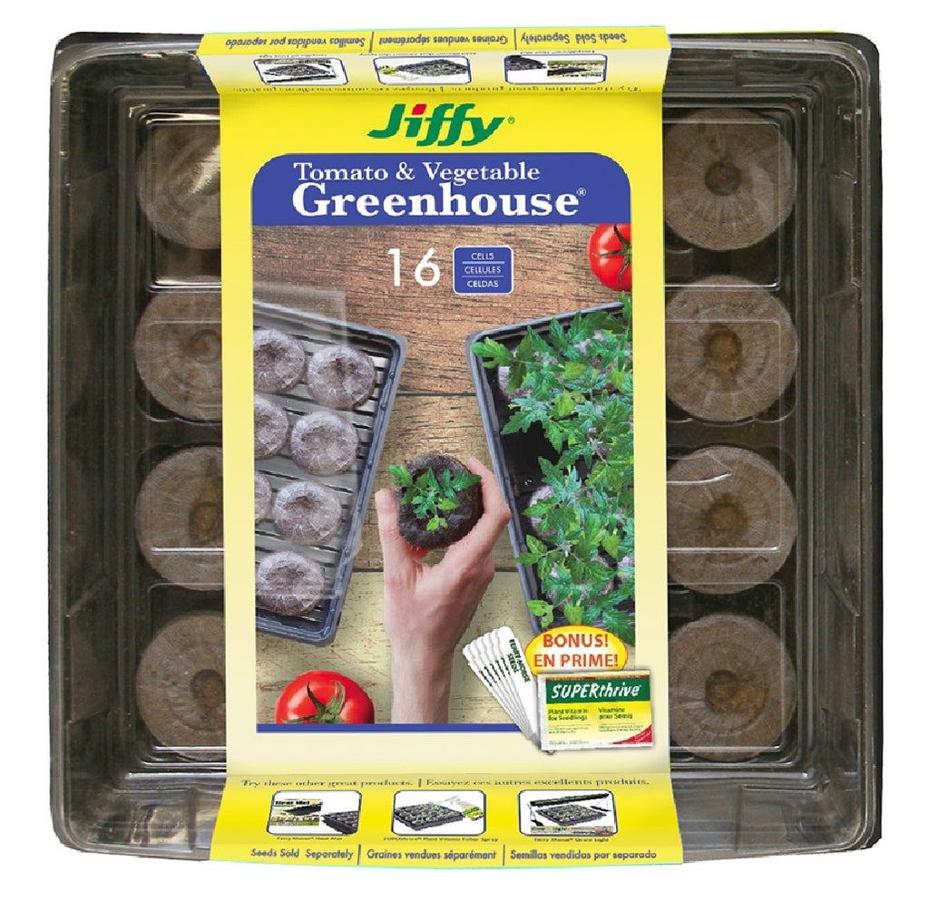 Jiffy Products J616ST-11 Tomato & Vegetable Greenhouse With Label, 16 ...