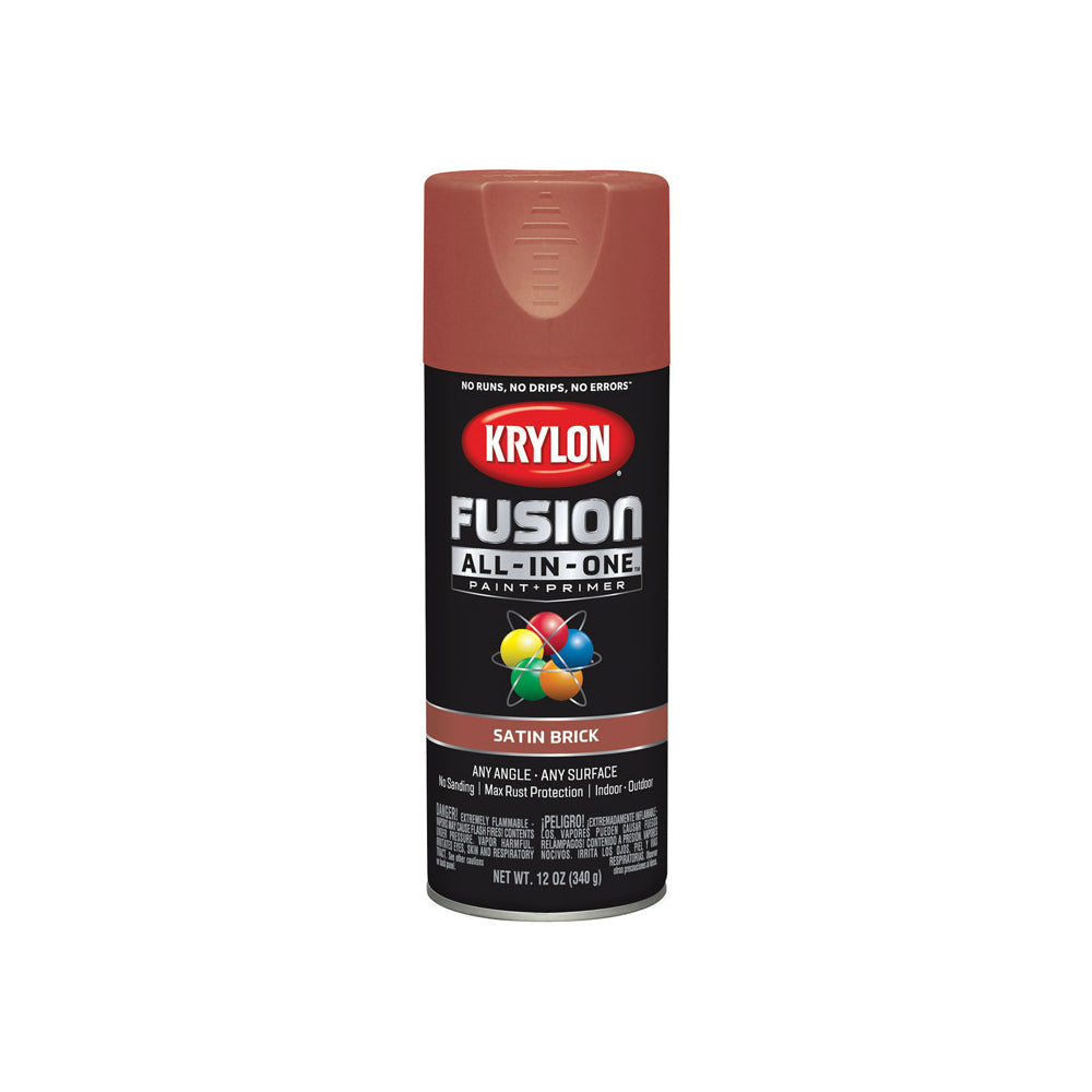Krylon K02733007 Fusion All-In-One Paint + Primer Spray Paint, Brick ...