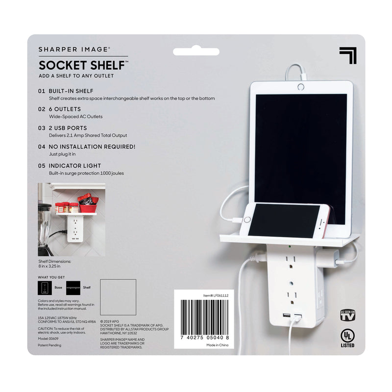 Socket Shelf LF061112 As Seen on TV Outlet/USB/Shelf Adapter, White ...