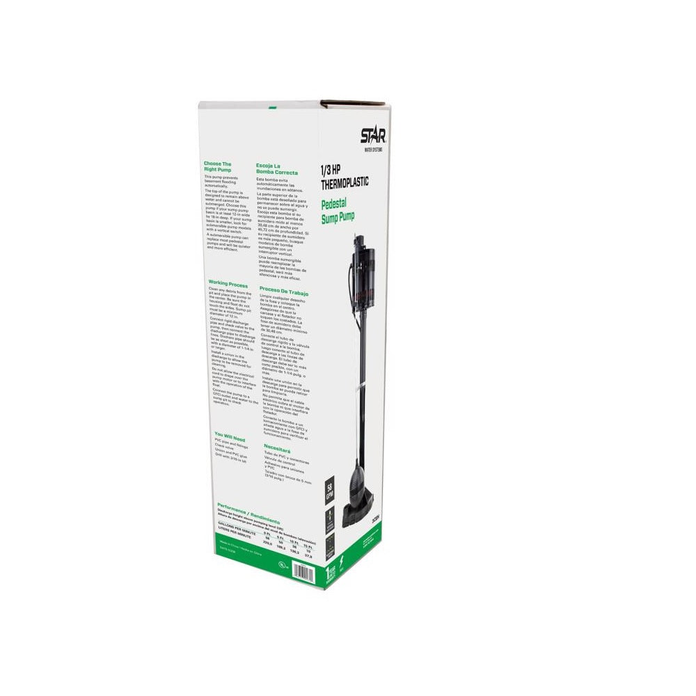 Star Water Systems 3CEH Pedestal Sump Pump, 1/3 HP — LIfe and Home