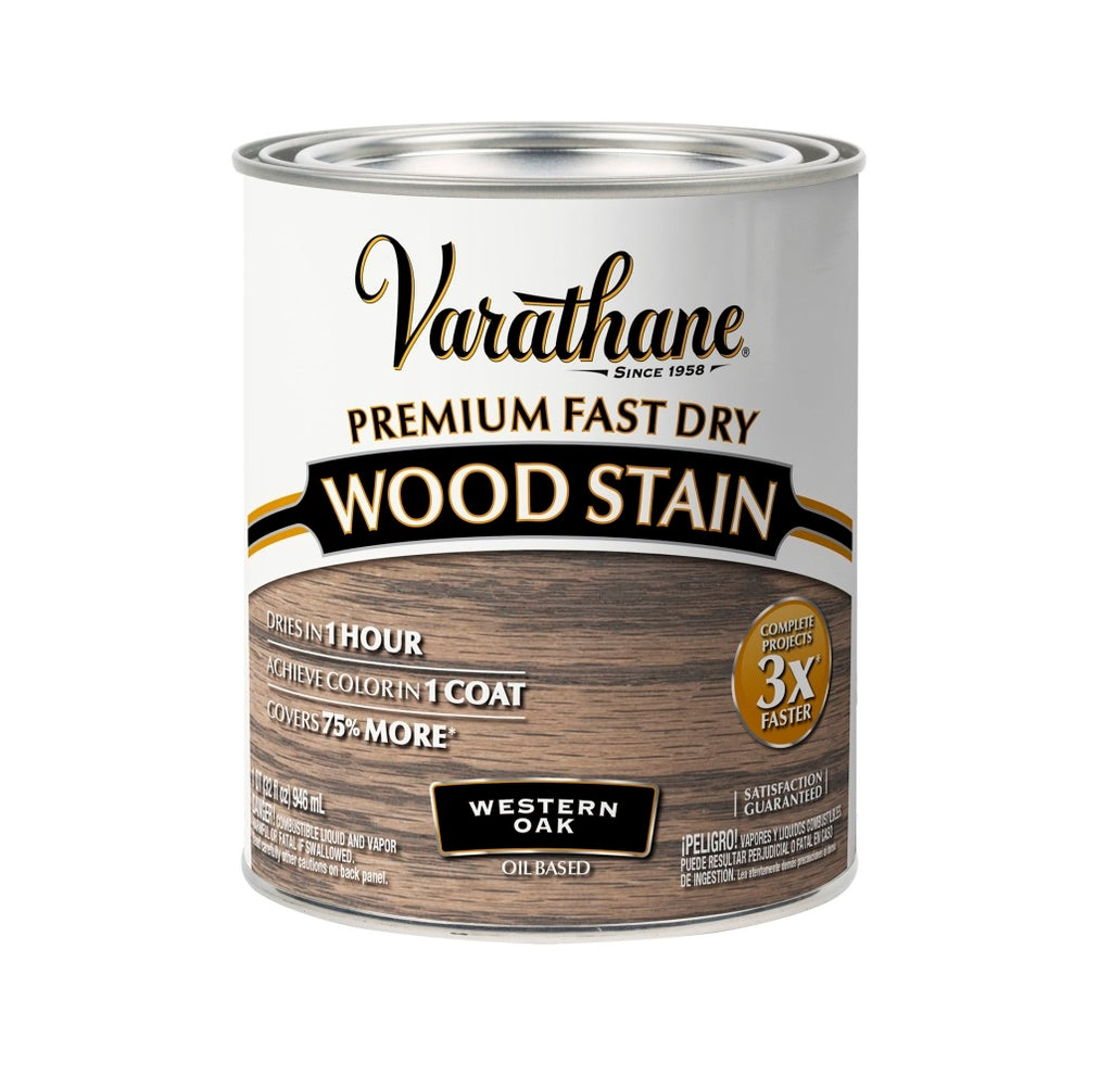 Varathane 370719 Premium Fast Dry Wood Stain, Western Oak, 1 Quart ...