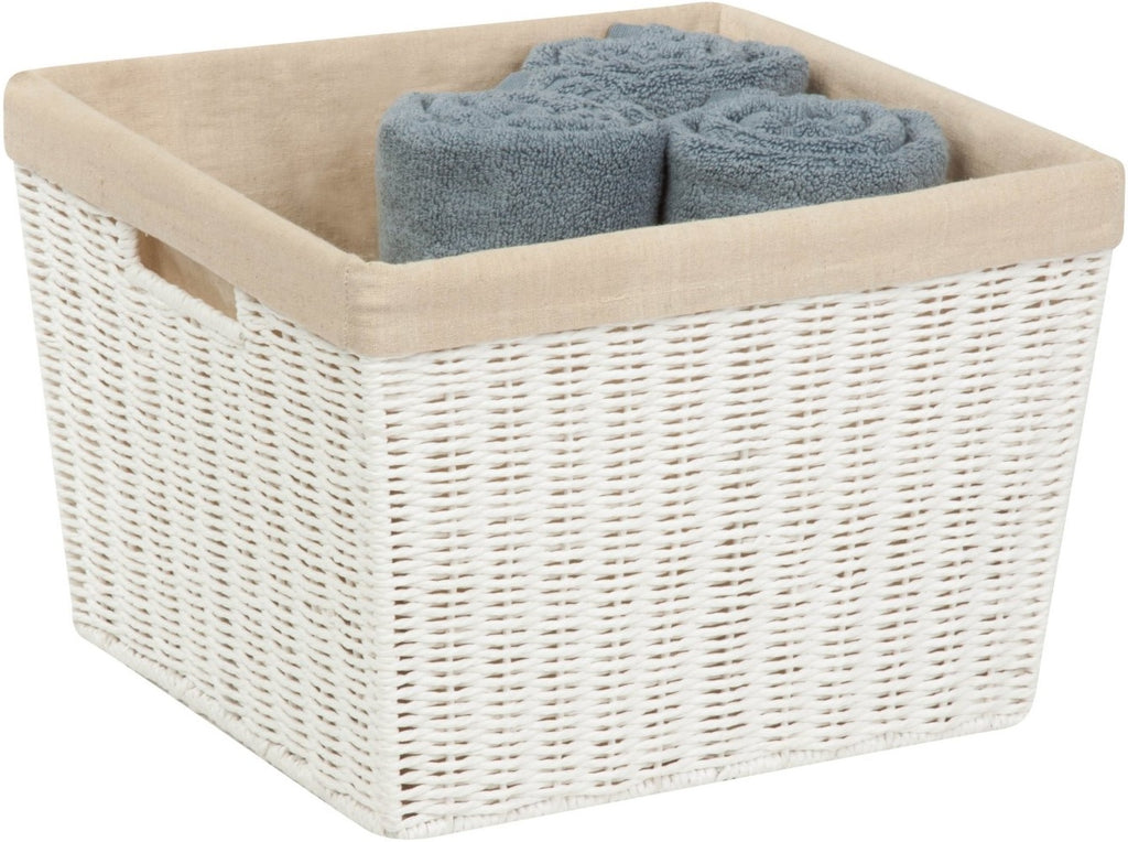 Honey-Can-Do STO-03561 Parchment Cord Basket With Handles & Liner, White