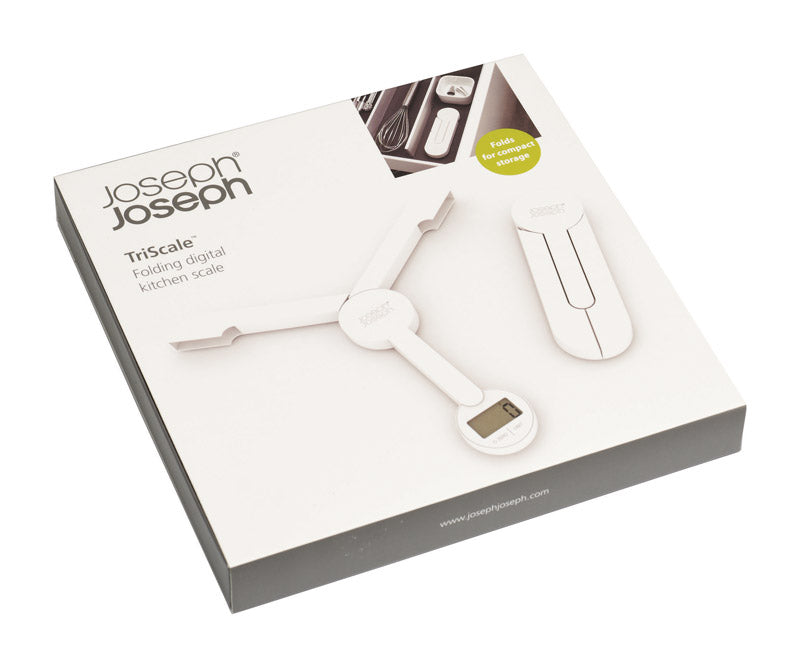 TriScale Compact Folding Digital Food Scale, White, shop kitchen ...