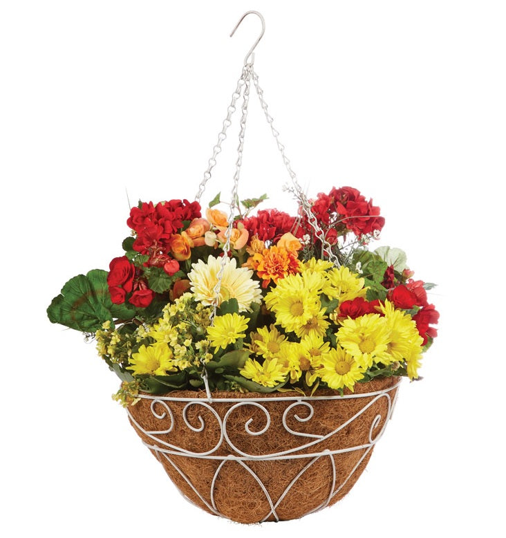 French Country Hanging Basket, Steel, White, low price, garden pots and ...