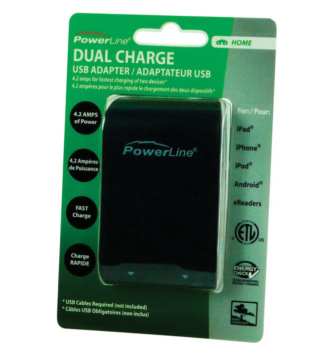 PowerLine Dual USB Fast Charger, shop electrical tools & kits at low ...
