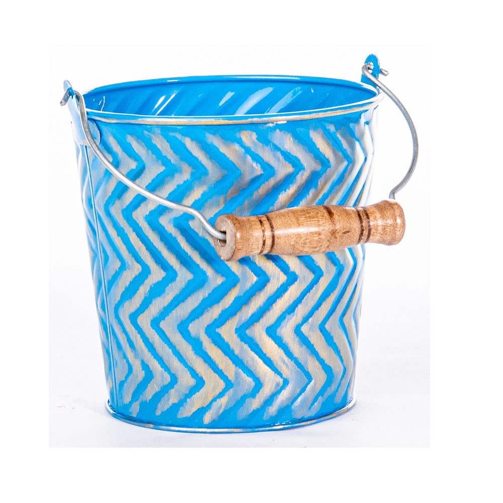 Robert Allen MPT02633 Meridian Chevron Round Planter, Blue — LIfe and Home